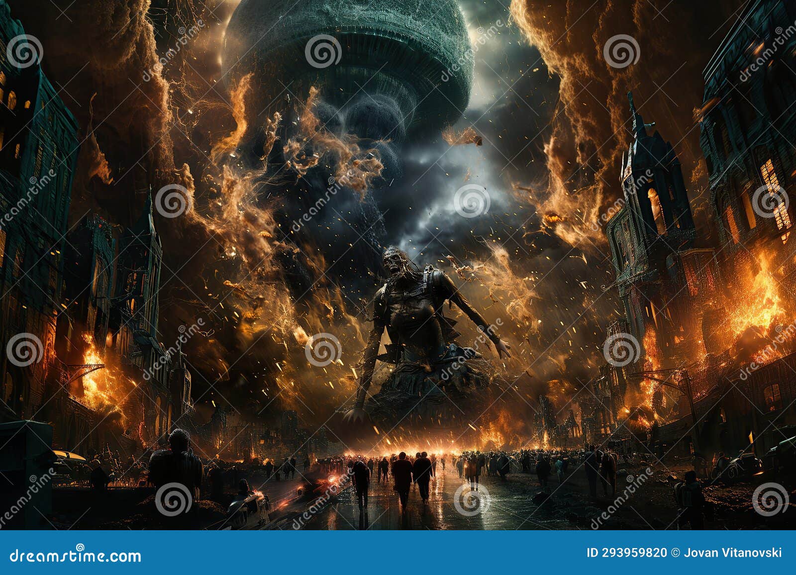 Alien Invazion with Scary Zombies Stock Illustration - Illustration of ...
