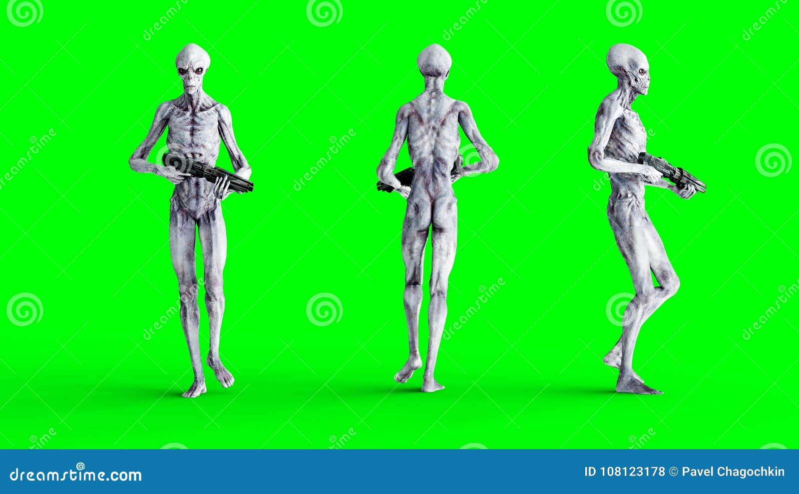 Alien Isolate on Green Screen. UFO Concept. Realistic 3d Rendering ...