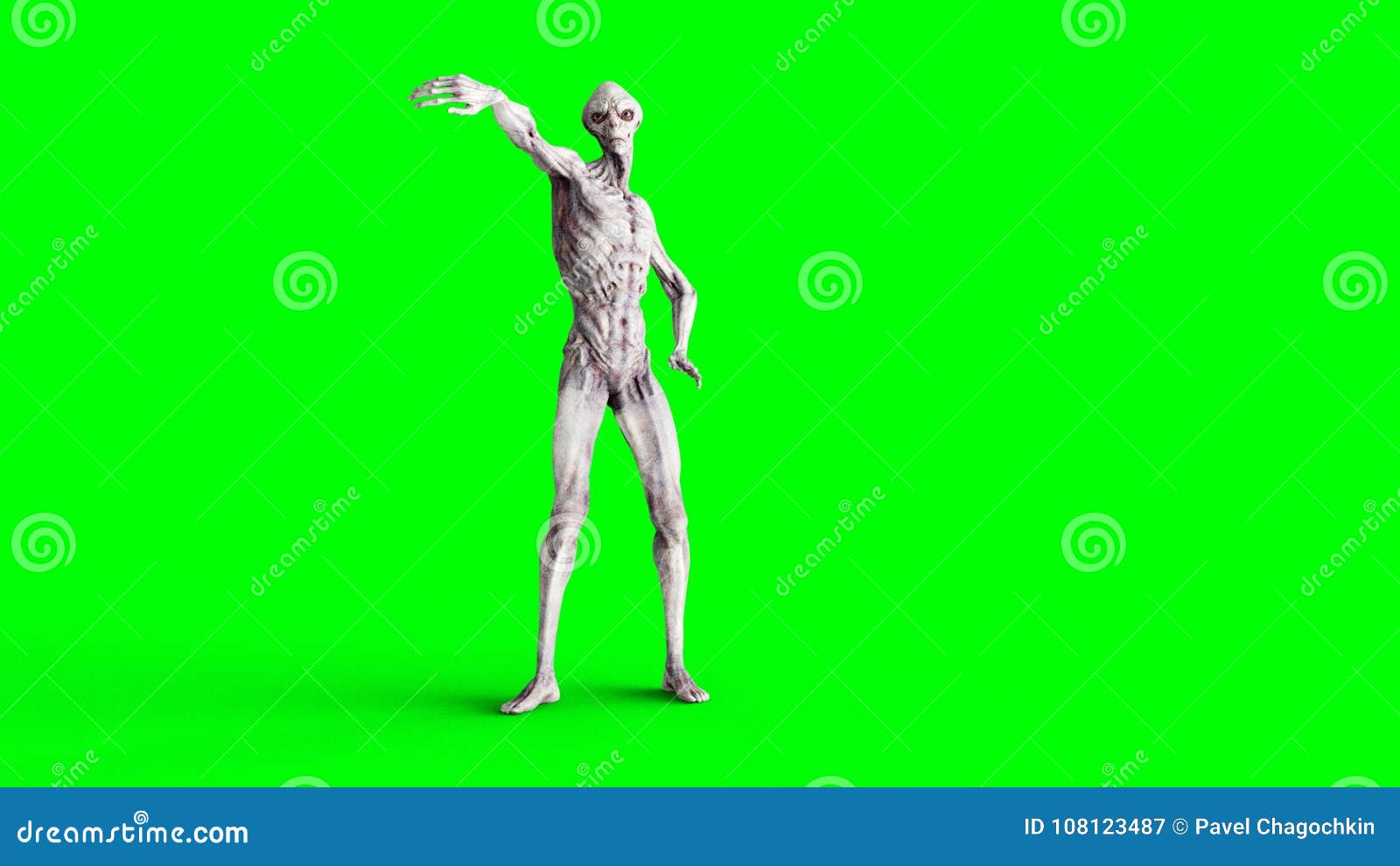 Alien Isolate on Green Screen. UFO Concept. Realistic 3d Rendering ...