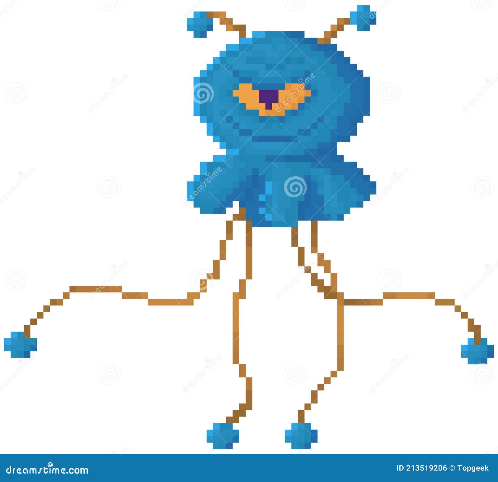 Angry Blue Monster With One Eye. Alien Isolated On White Background ...