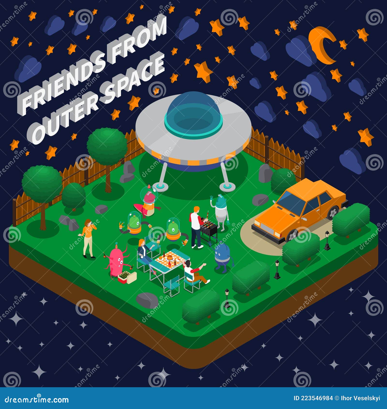 Alien Isometric Composition Stock Vector - Illustration of life ...