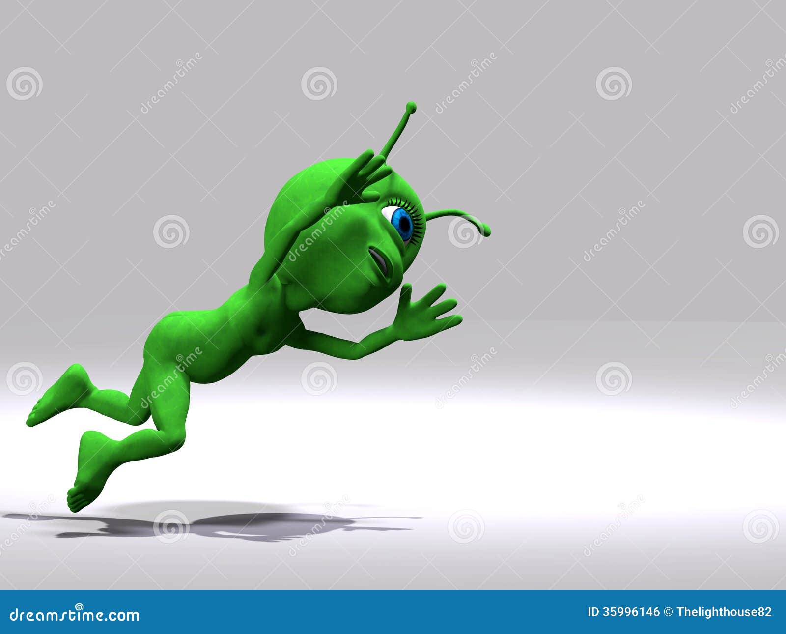 Alien - jump and fly stock illustration. Illustration of smile - 35996146