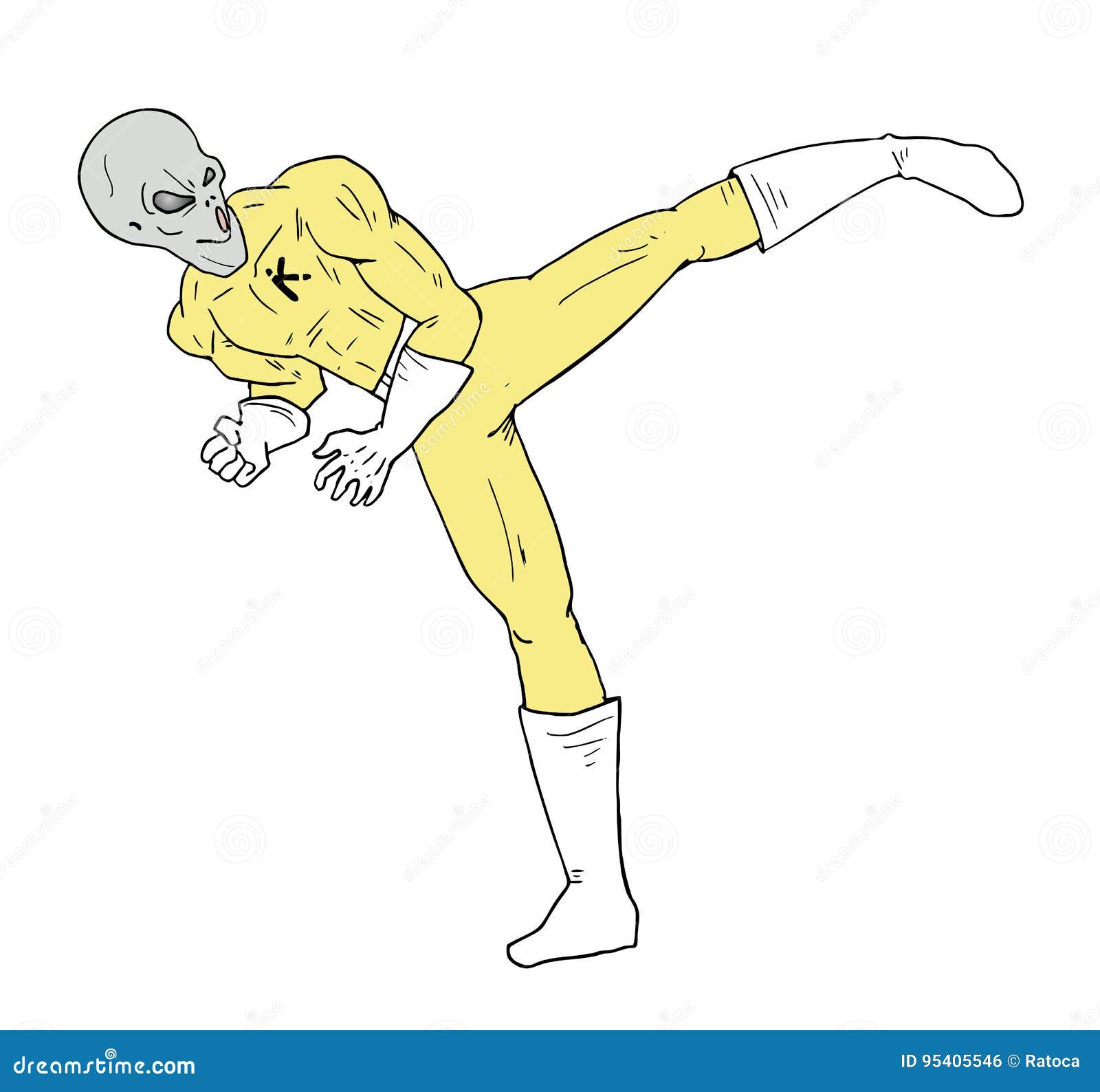 Alien kick stock vector. Illustration of strong, smile - 95405546