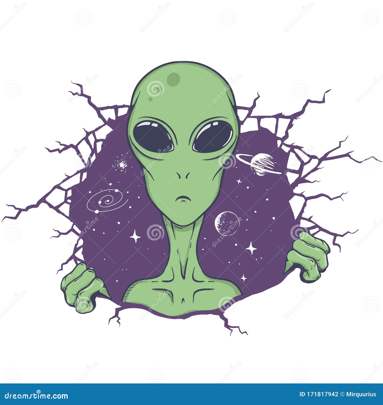 The Alien Knocked a Wall Out of Space. Stock Vector - Illustration of ...