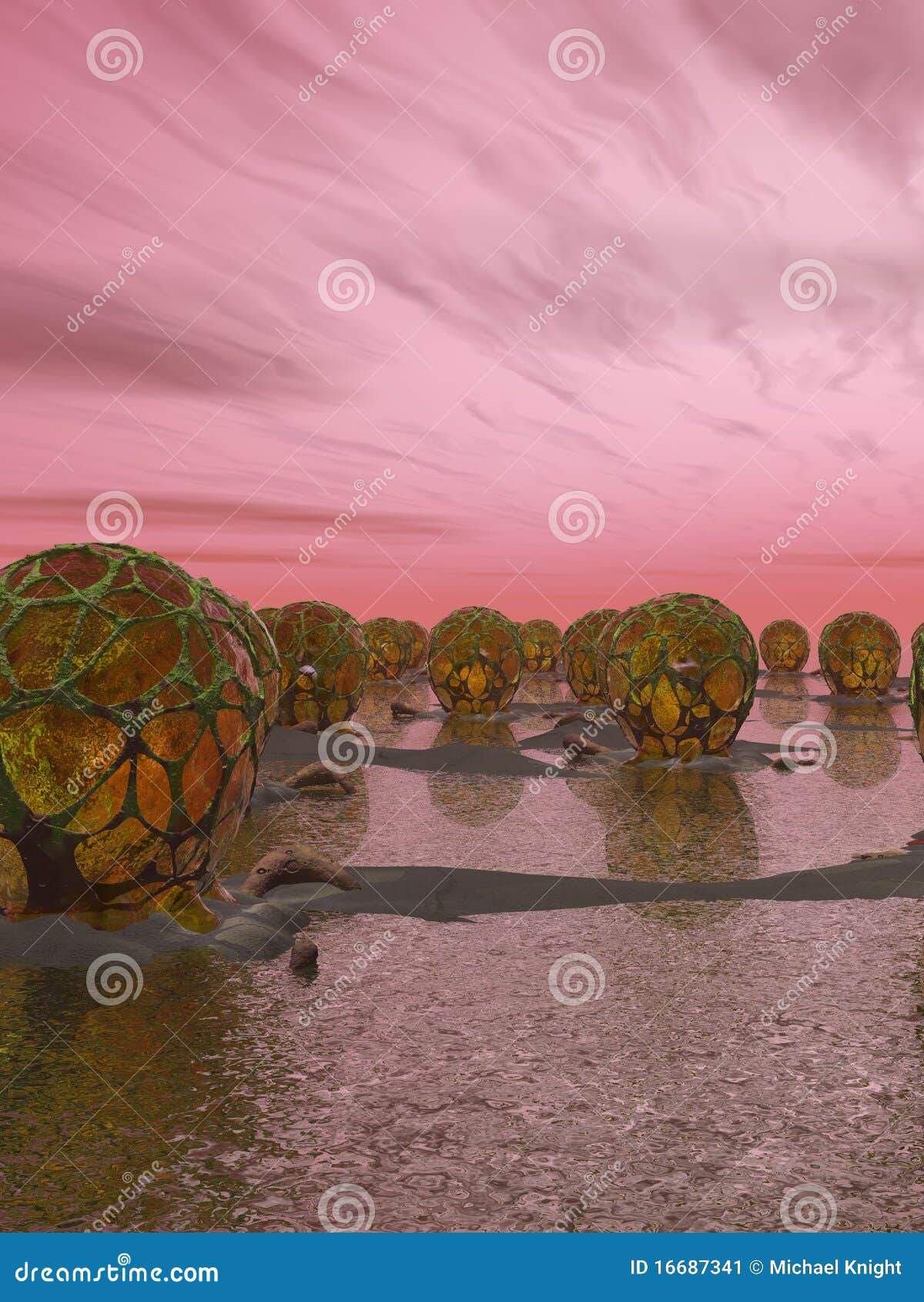 Alien Lake pods 2 stock illustration. Illustration of extraterestrial ...