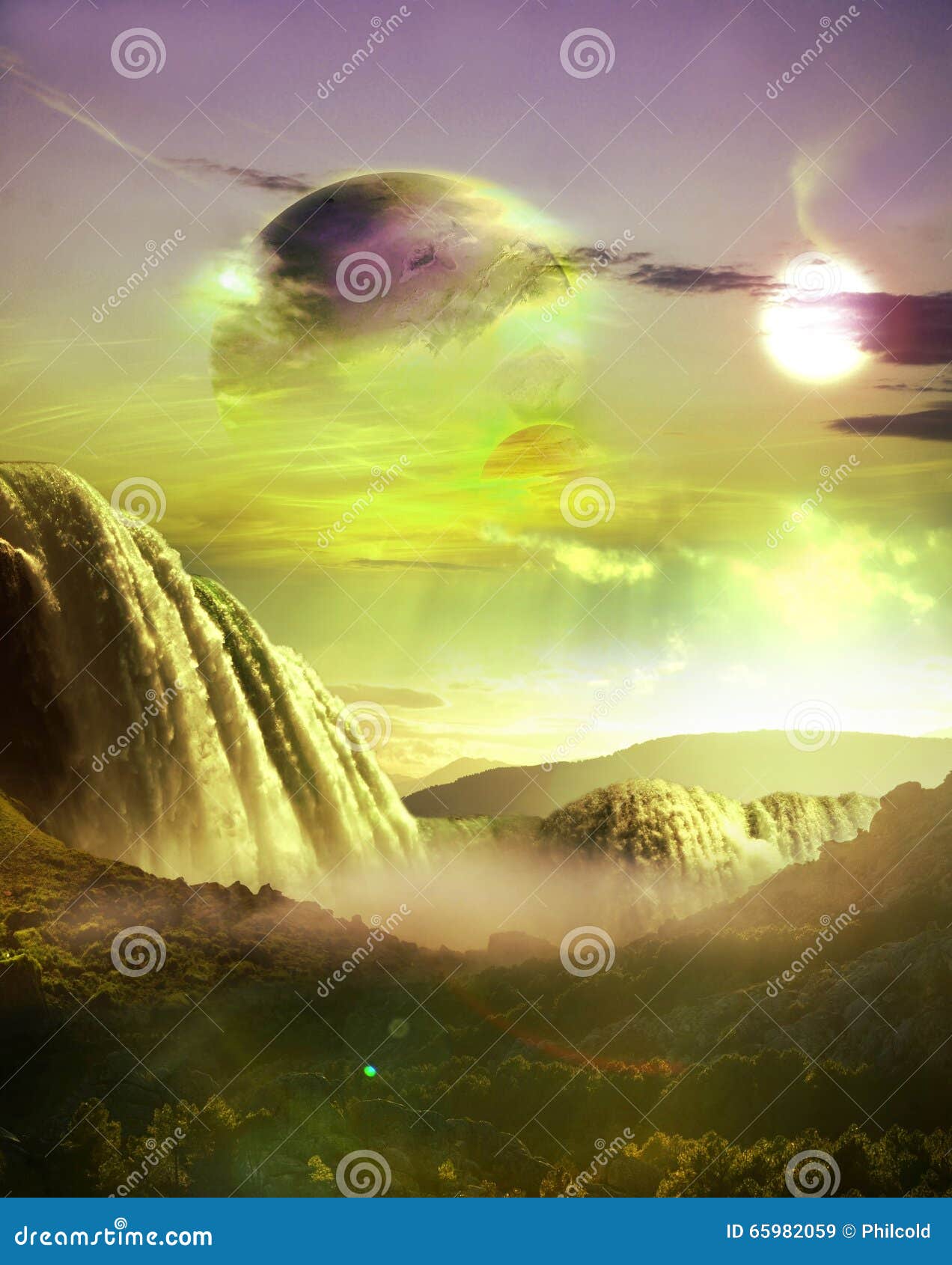 Alien landscape stock illustration. Illustration of colored - 65982059