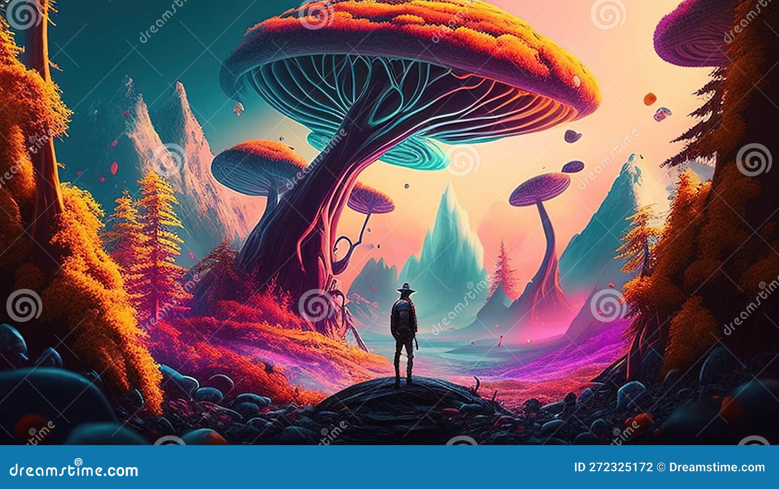 Alien Landscapes Digital Art Illustration, Generative AI Stock ...
