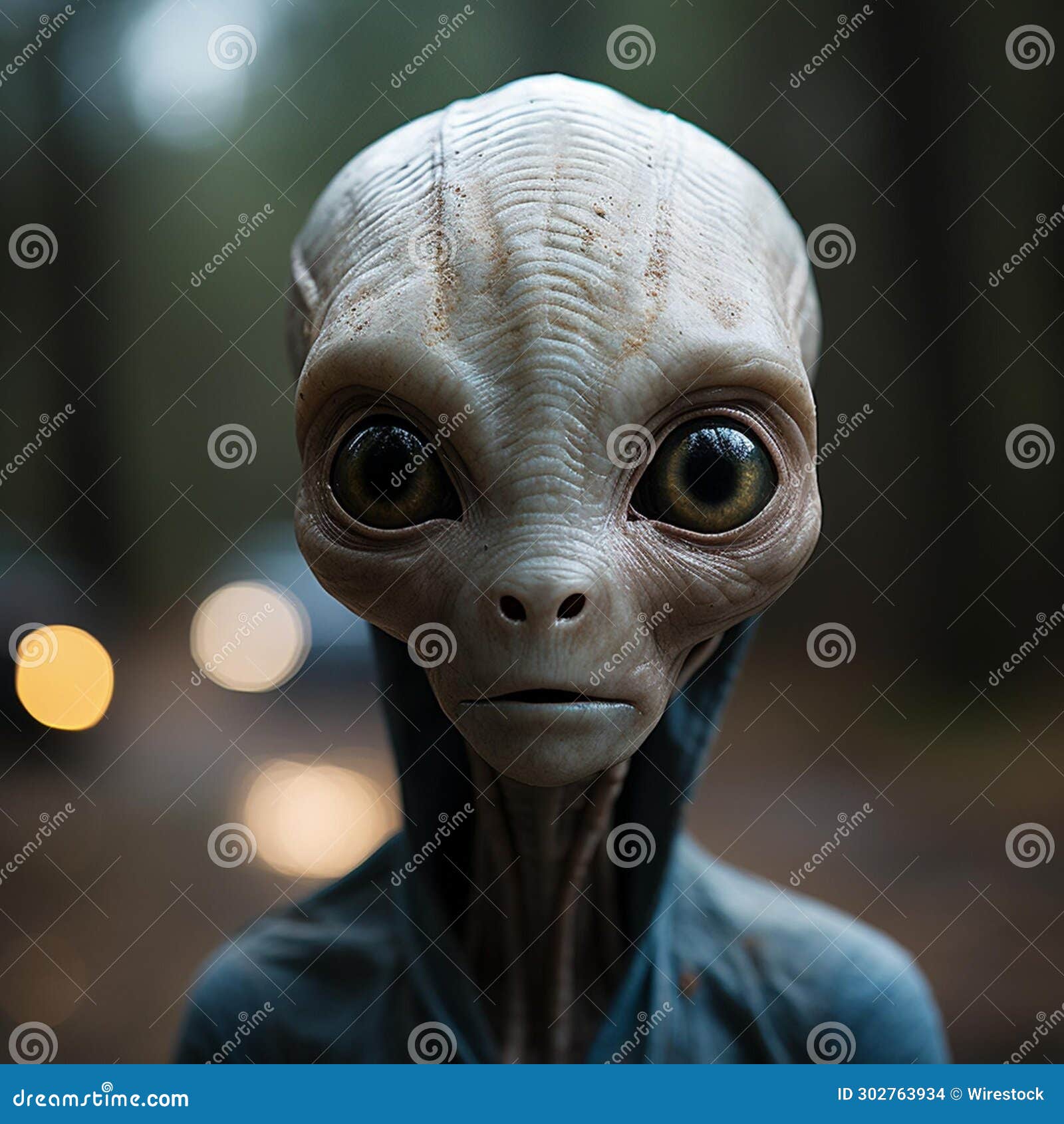 Alien with Large, Almond-shaped Eyes, Looking Apprehensively at the ...