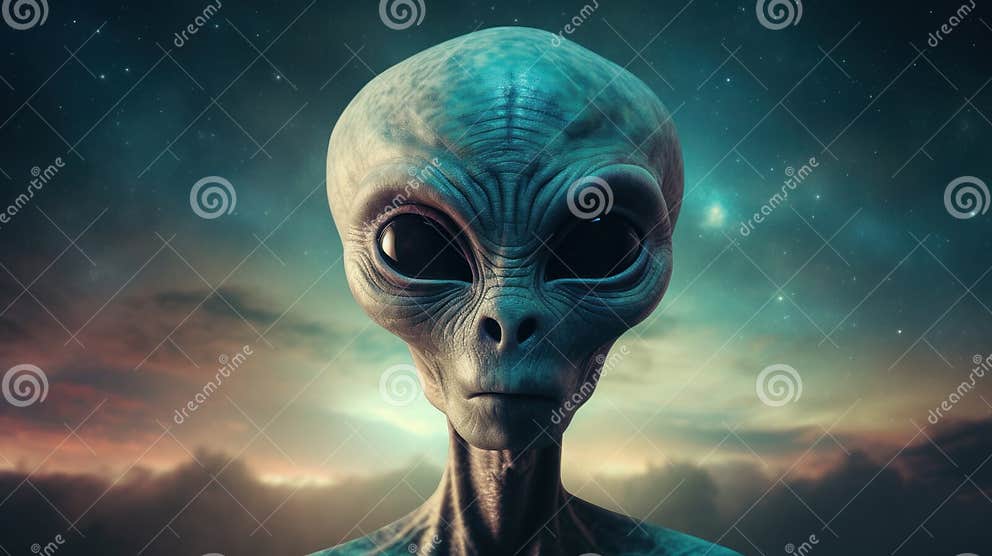 A alien with large eyes stock illustration. Illustration of eyes ...