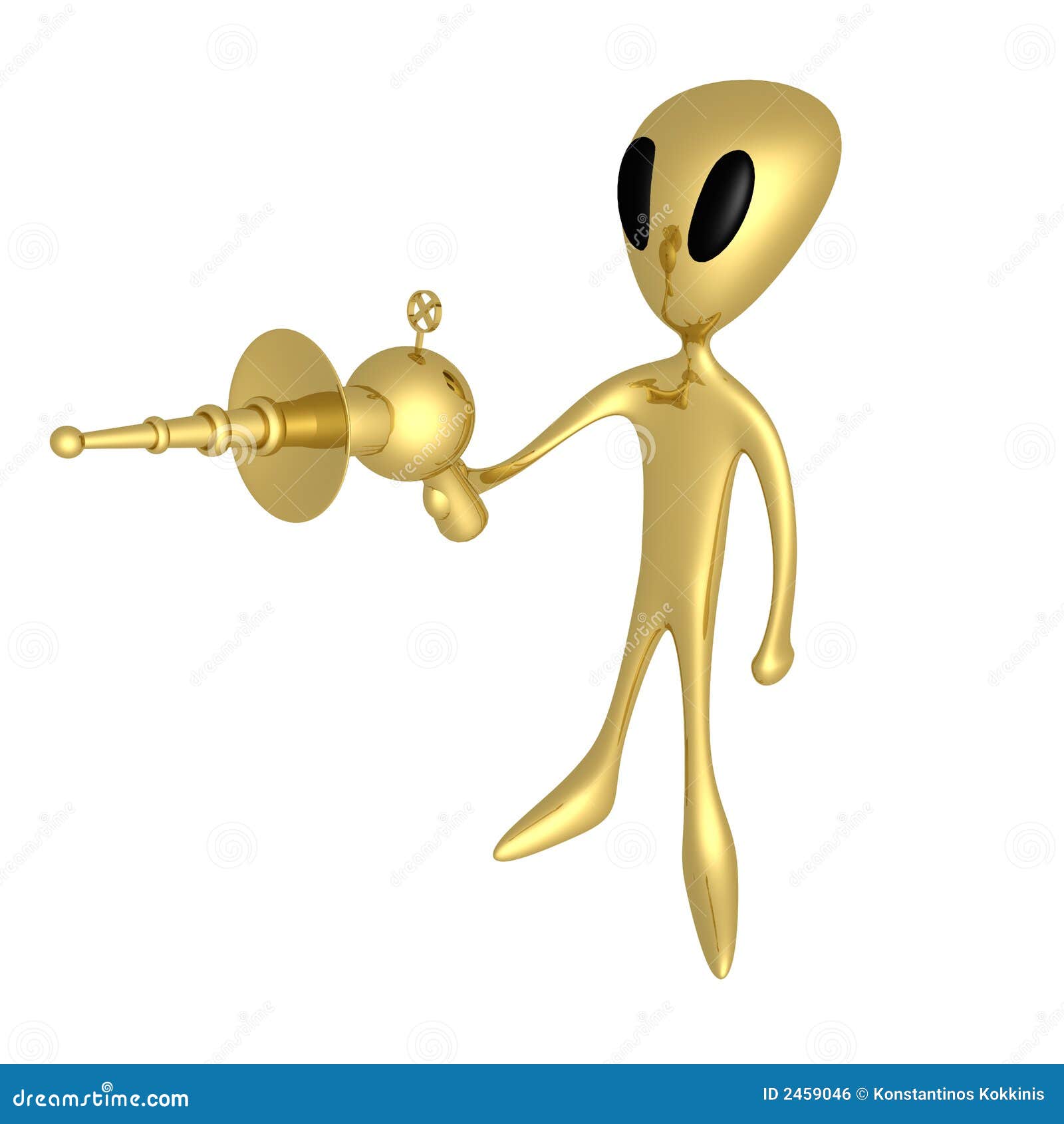 Alien with Lasergun stock illustration. Illustration of gold - 2459046