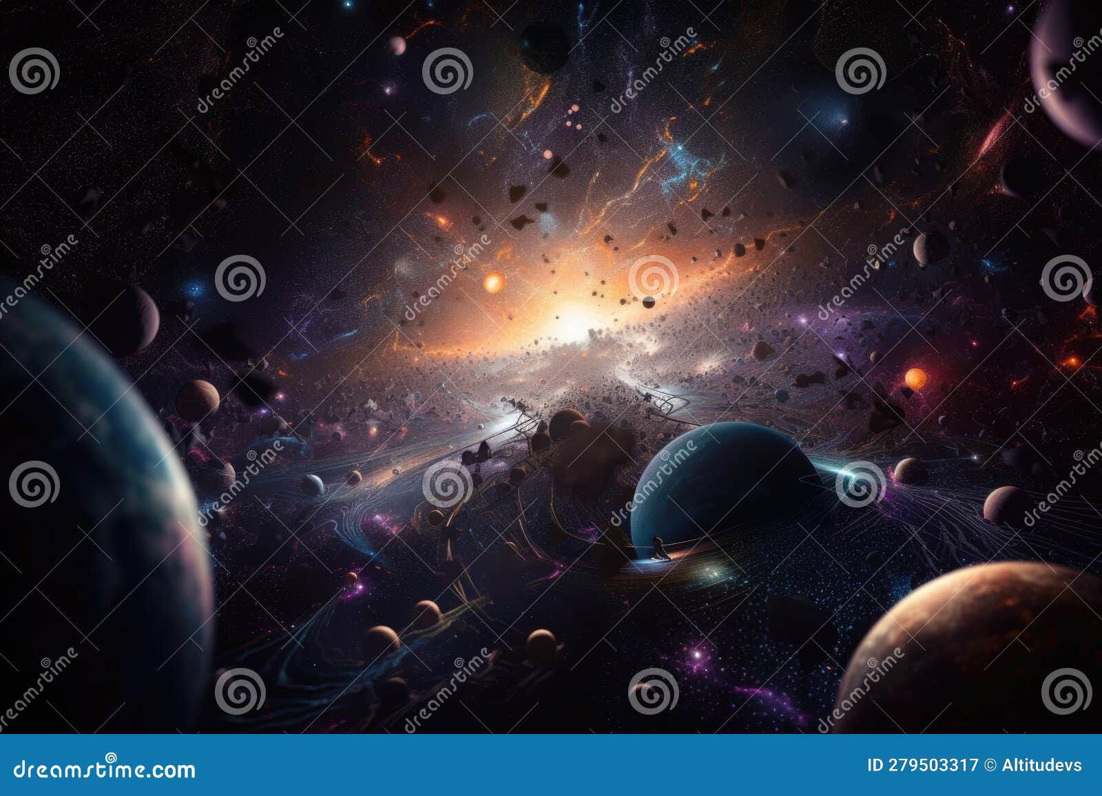 Alien Life Form Floating through the Void of Space, Surrounded by Stars ...