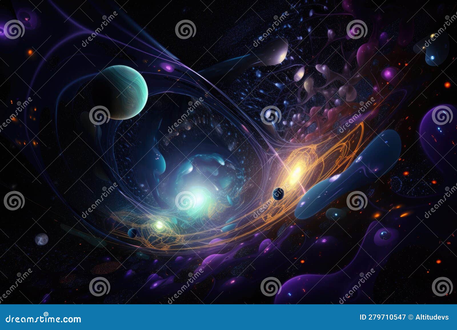 Alien Life Form Floating through the Void of Space, Surrounded by Stars ...