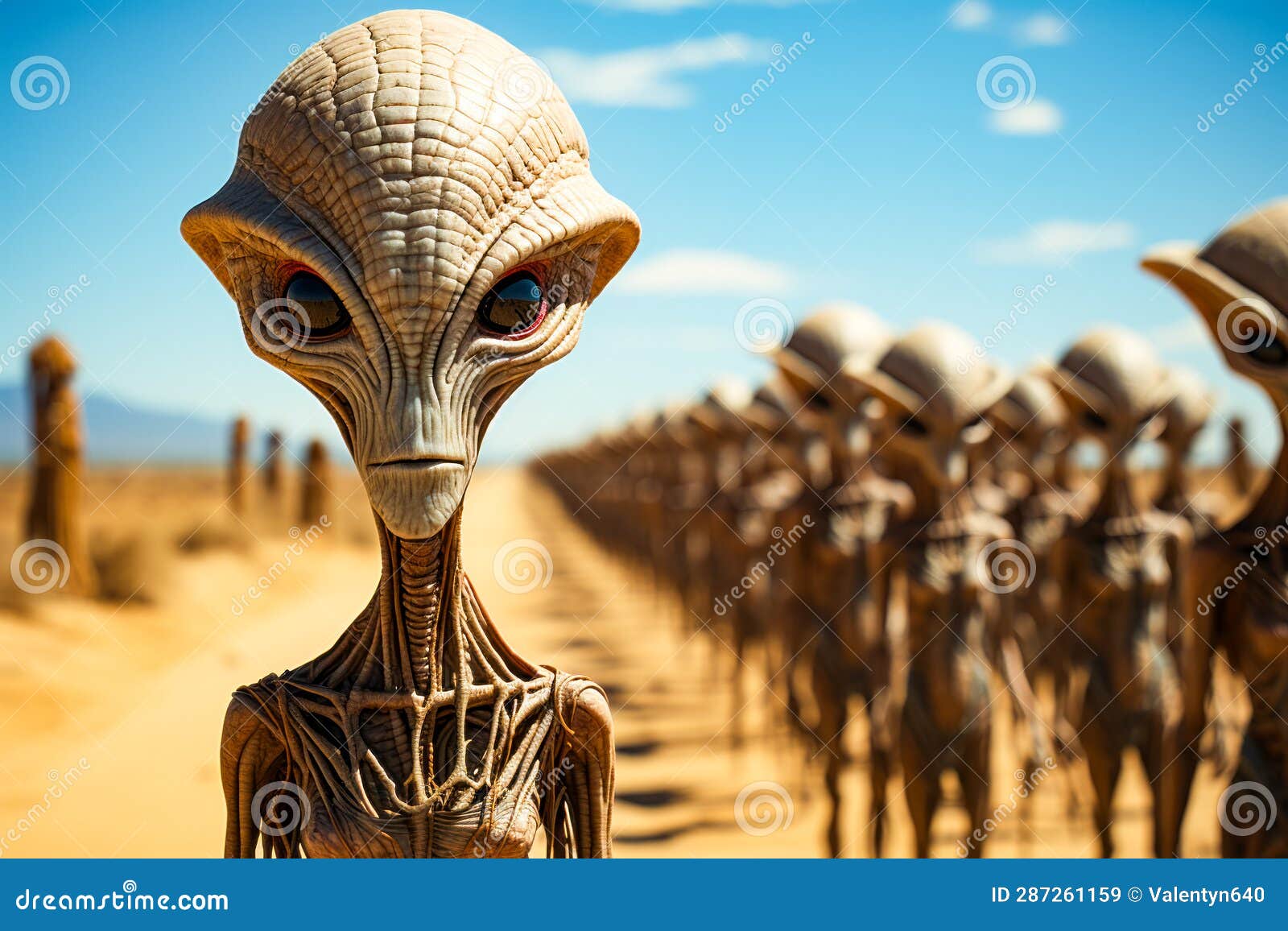 Alien Like Creature Standing in Front of Group of Other Alien Like ...