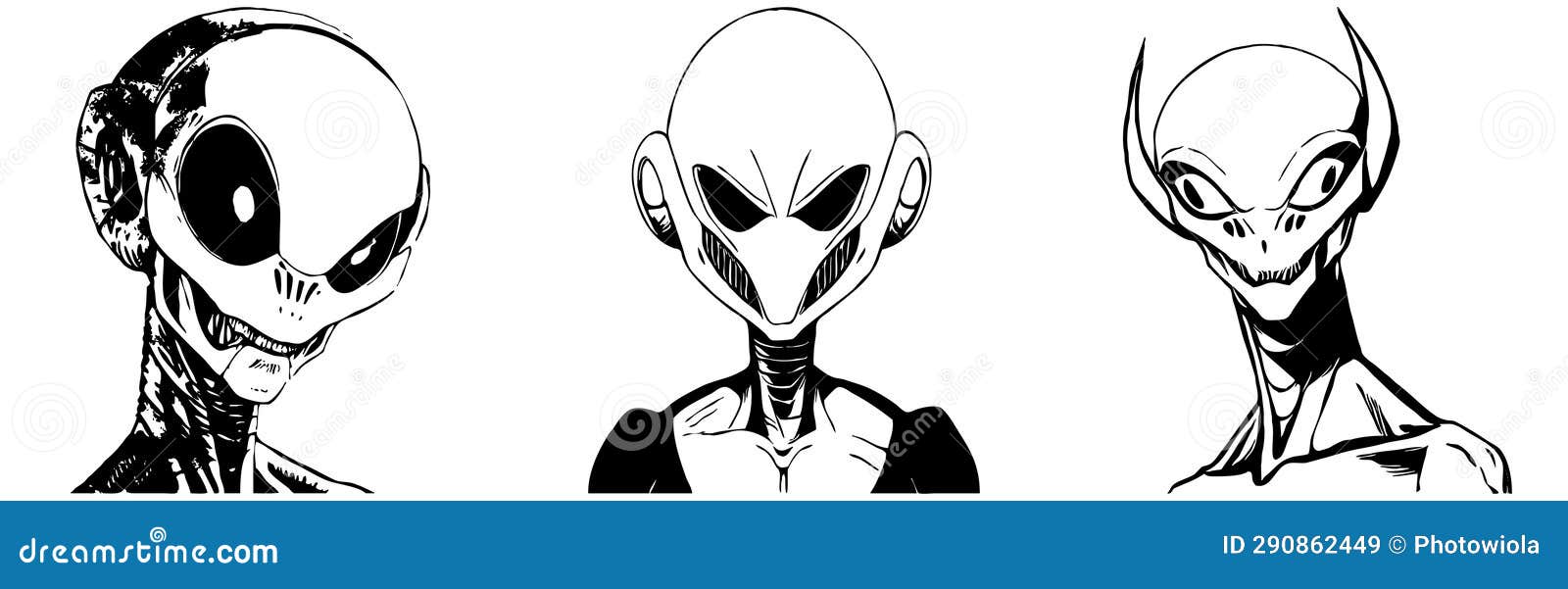 Alien. Line Art. Print for T-shirts, Tattoo Design, Pattern for Covers ...