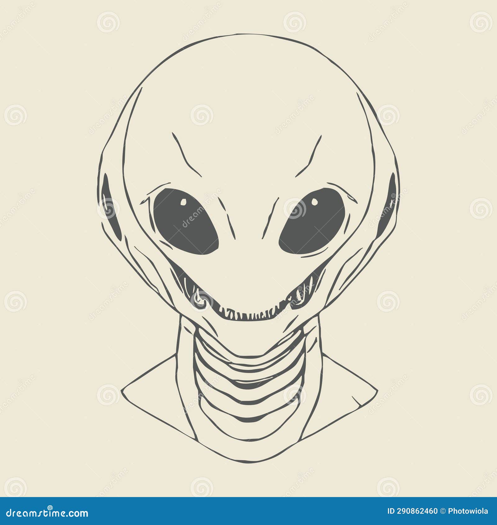 Alien. Line Art. Print for T-shirts, Tattoo Design, Pattern for Covers ...