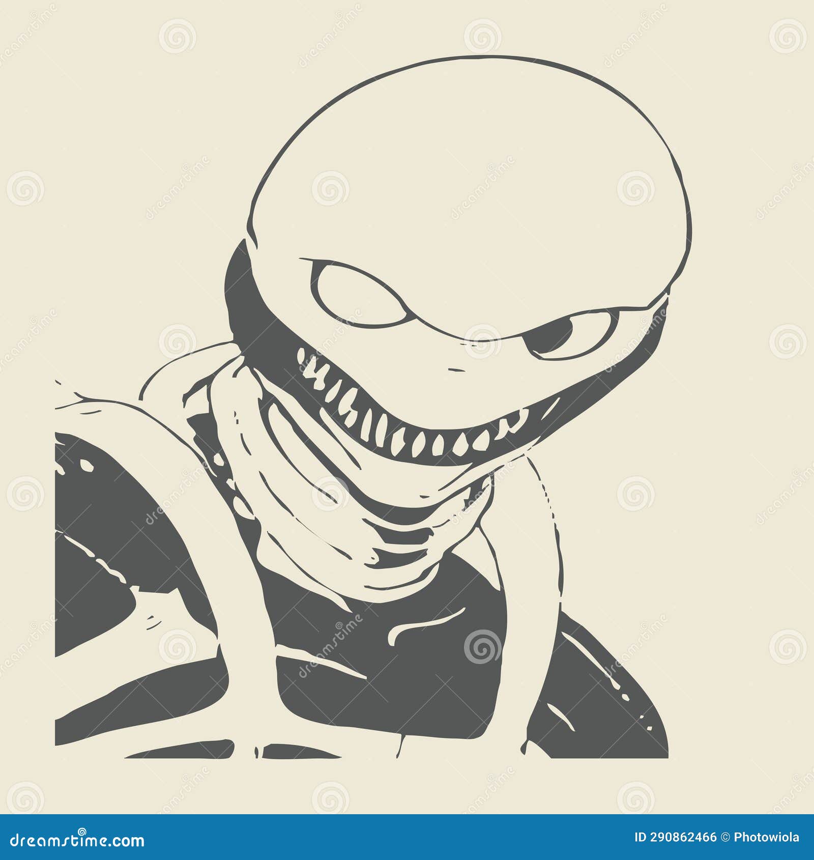Alien. Line Art. Print for T-shirts, Tattoo Design, Pattern for Covers ...