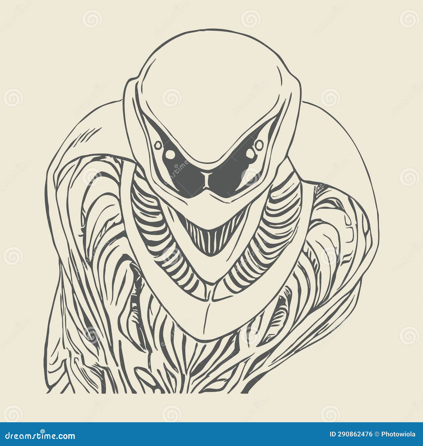 Alien. Line Art. Print for T-shirts, Tattoo Design, Pattern for Covers ...