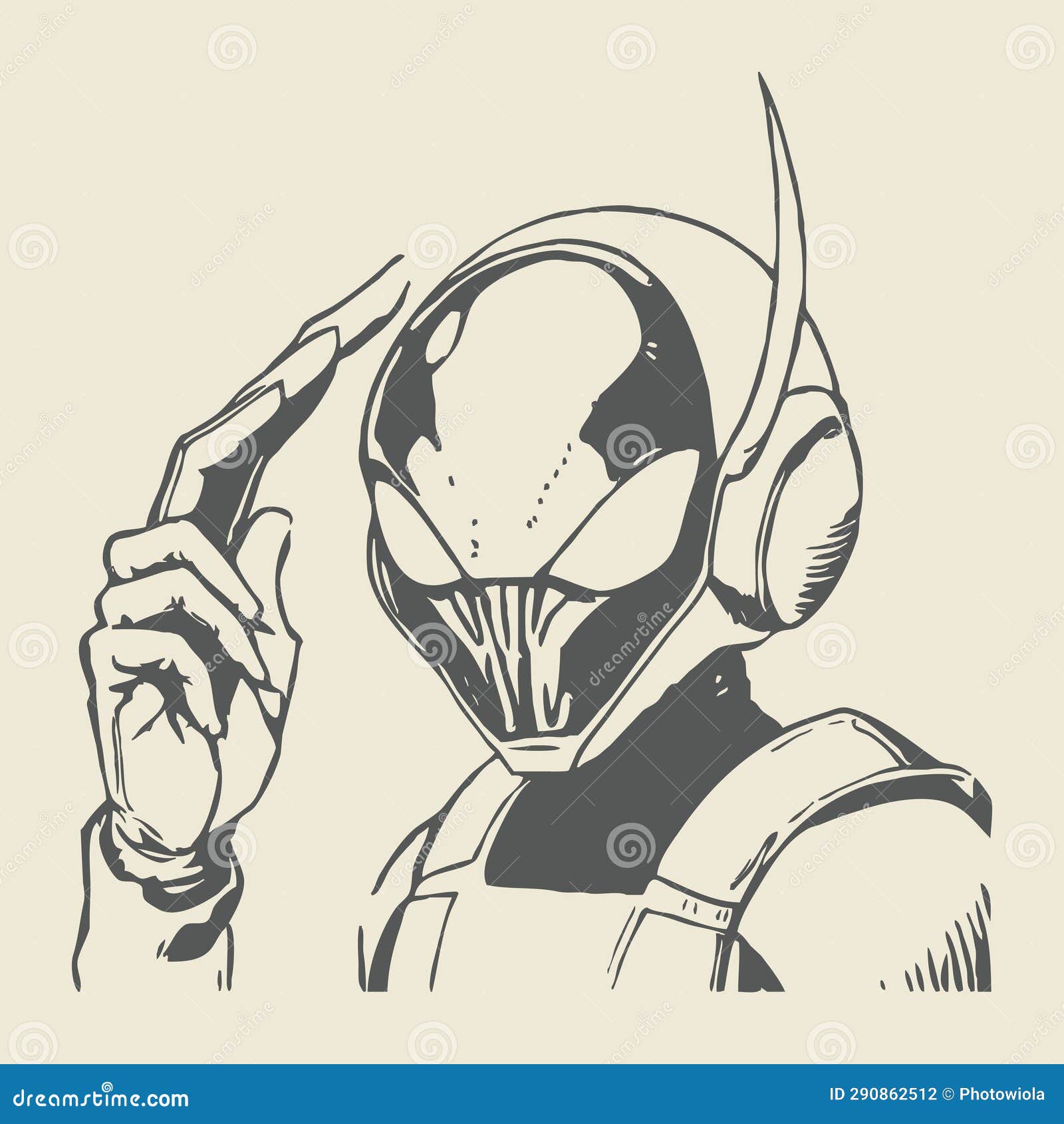 Alien. Line Art. Print for T-shirts, Tattoo Design, Pattern for Covers ...