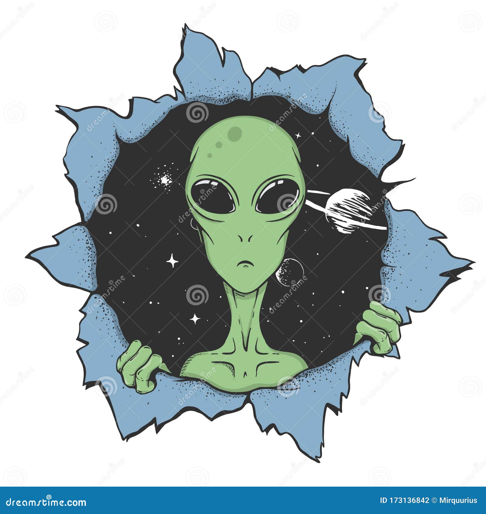 Alien Looking To Us from the Hole of Space Stock Vector - Illustration ...