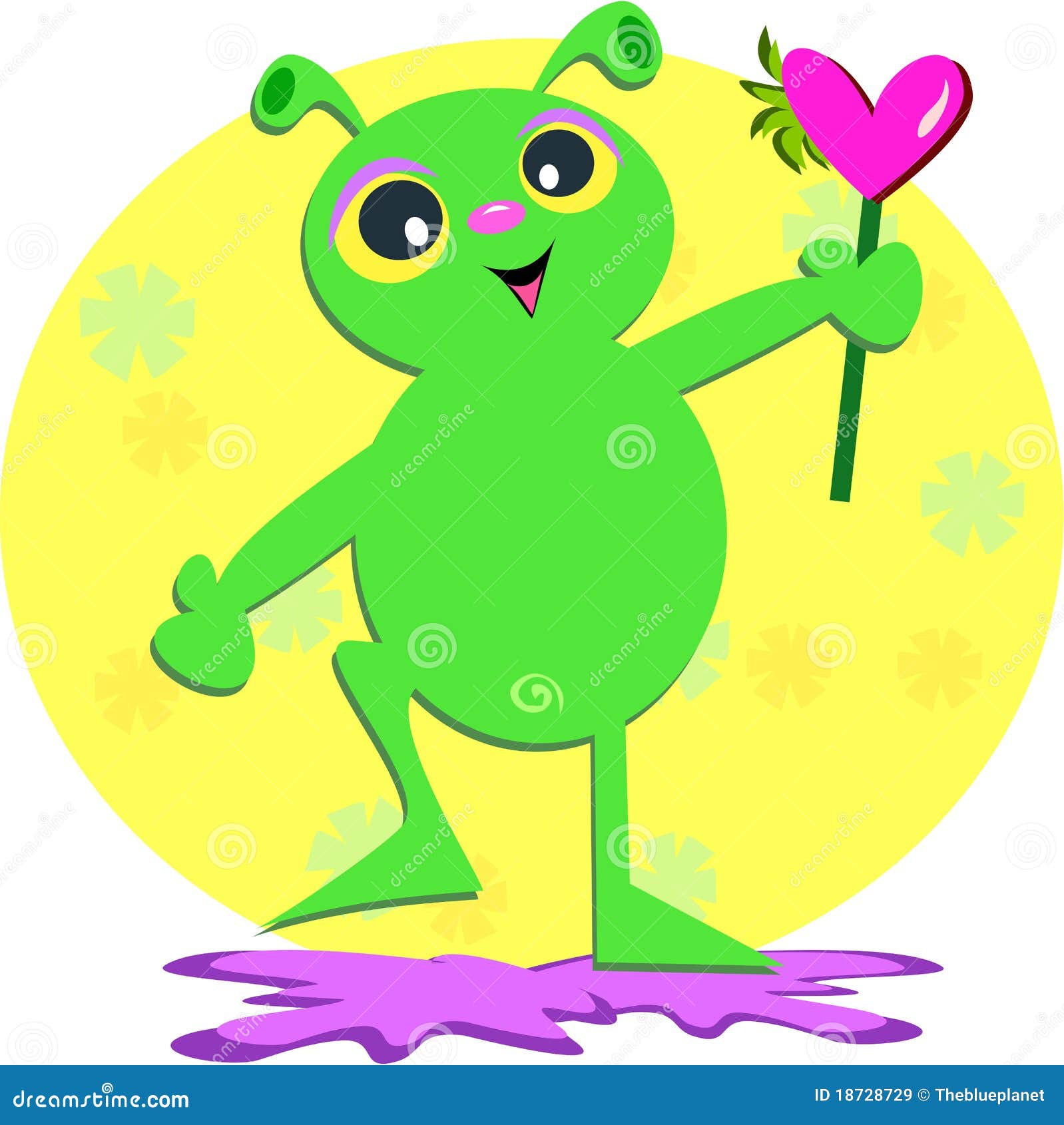 Alien Love stock vector. Illustration of cartoon, retro - 18728729