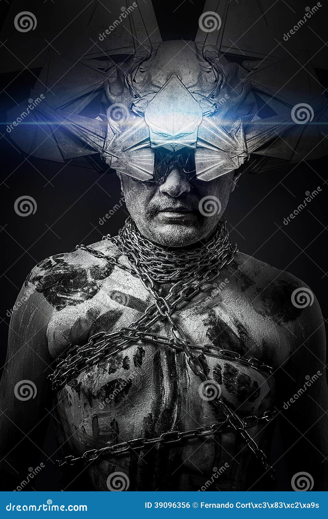 Alien, Man Chained with Fantasy Mask Stock Photo - Image of desire ...