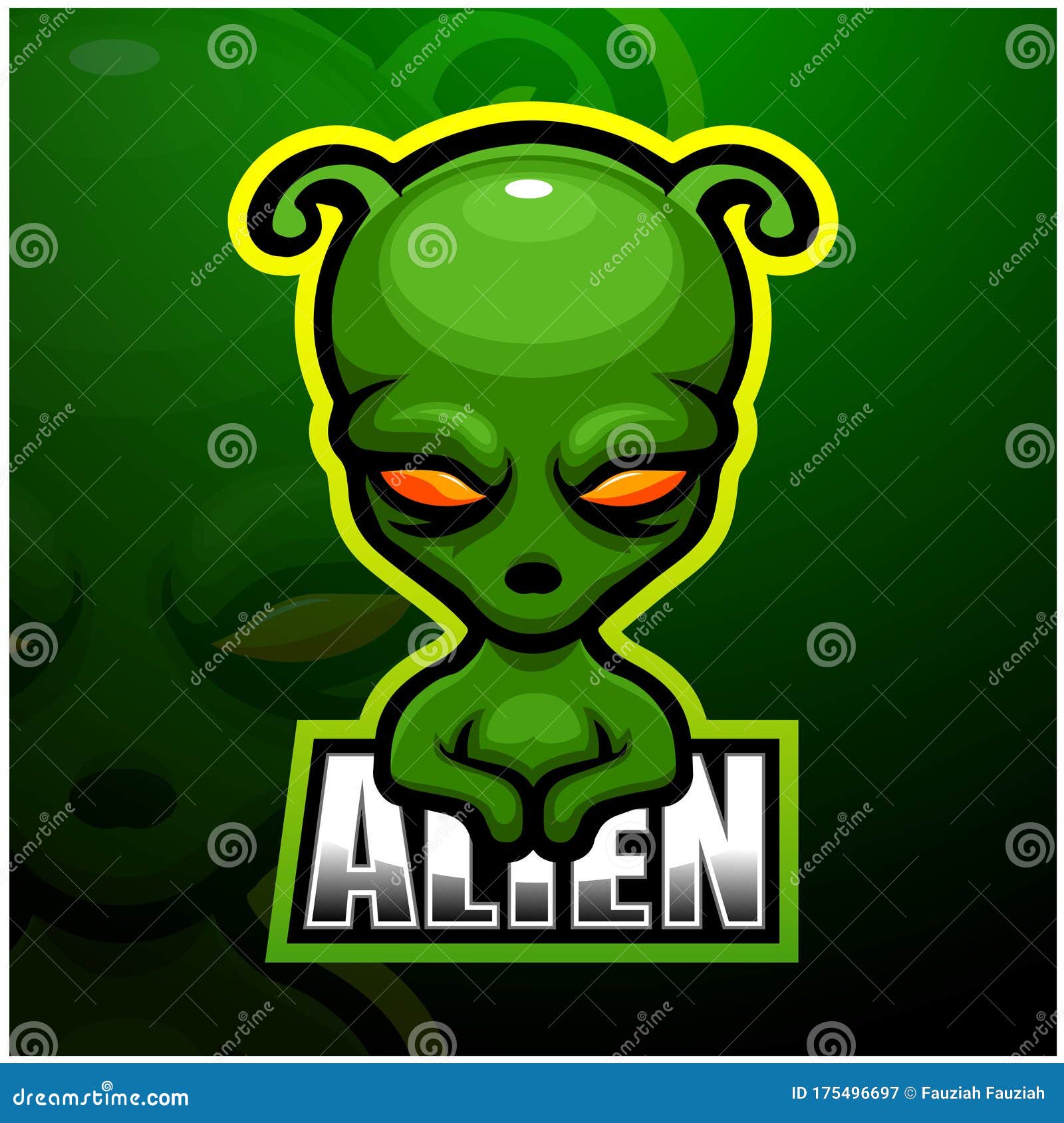 Alien Mascot Esport Logo Design Stock Vector - Illustration of green ...