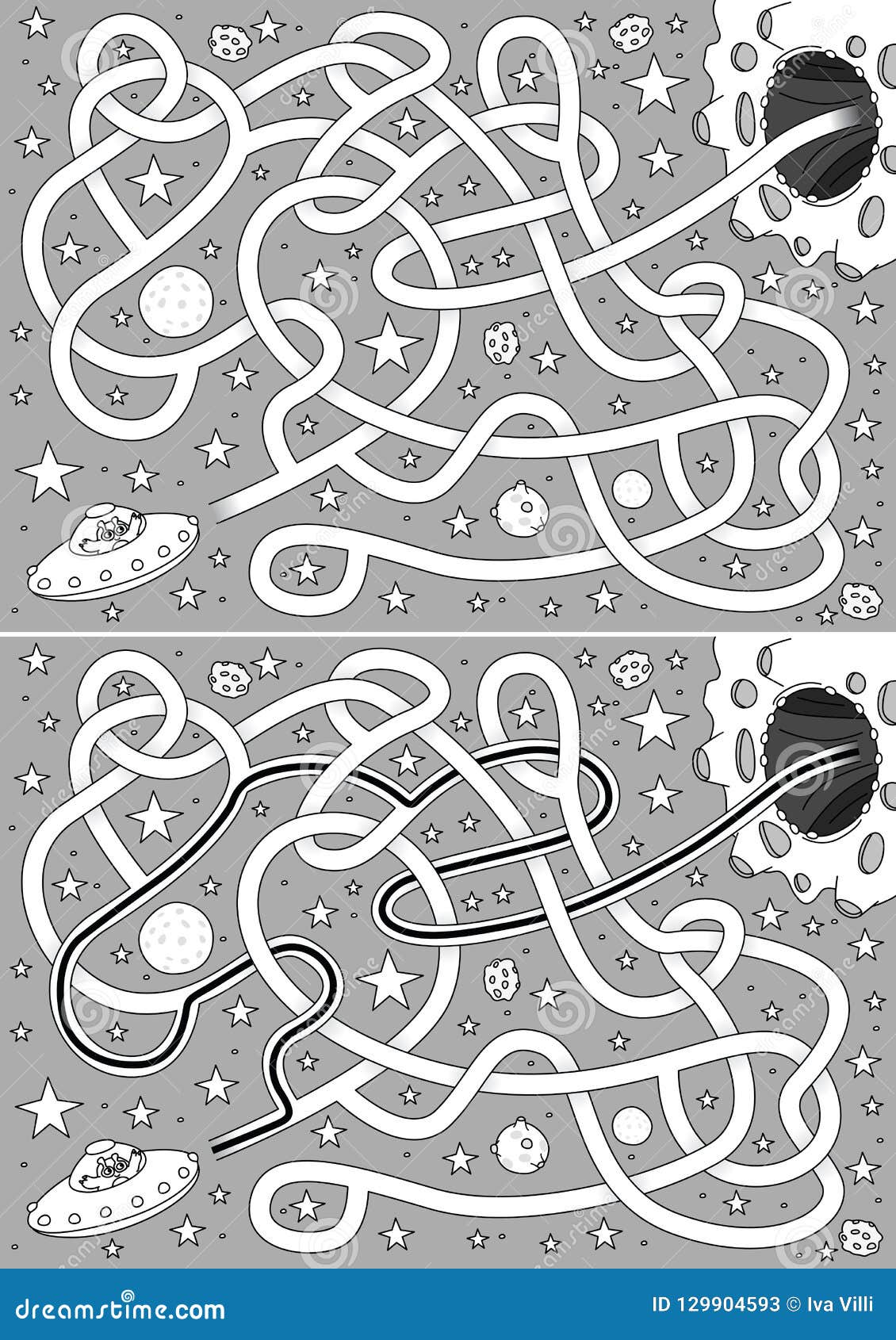 Alien maze stock vector. Illustration of white, drawing - 129904593