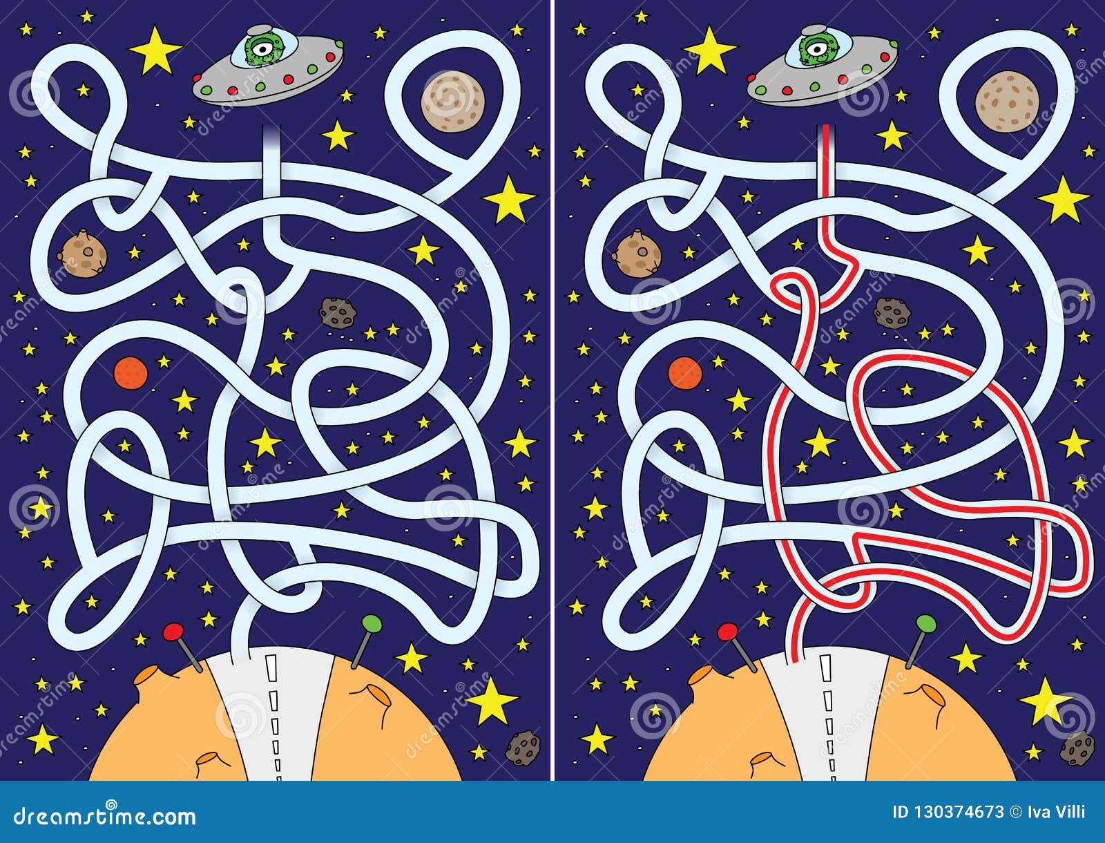 Alien maze stock vector. Illustration of flying, stars - 130374673