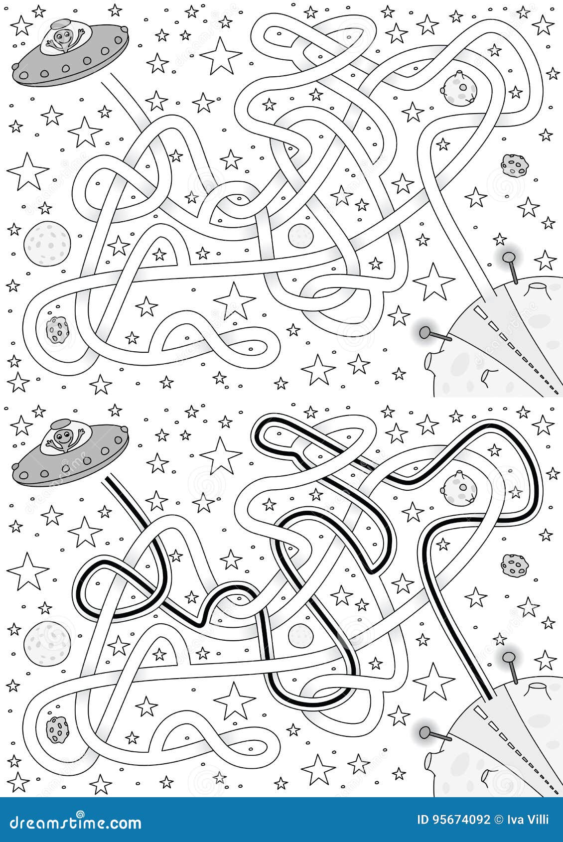 Alien maze stock vector. Illustration of cartoon, easy - 95674092