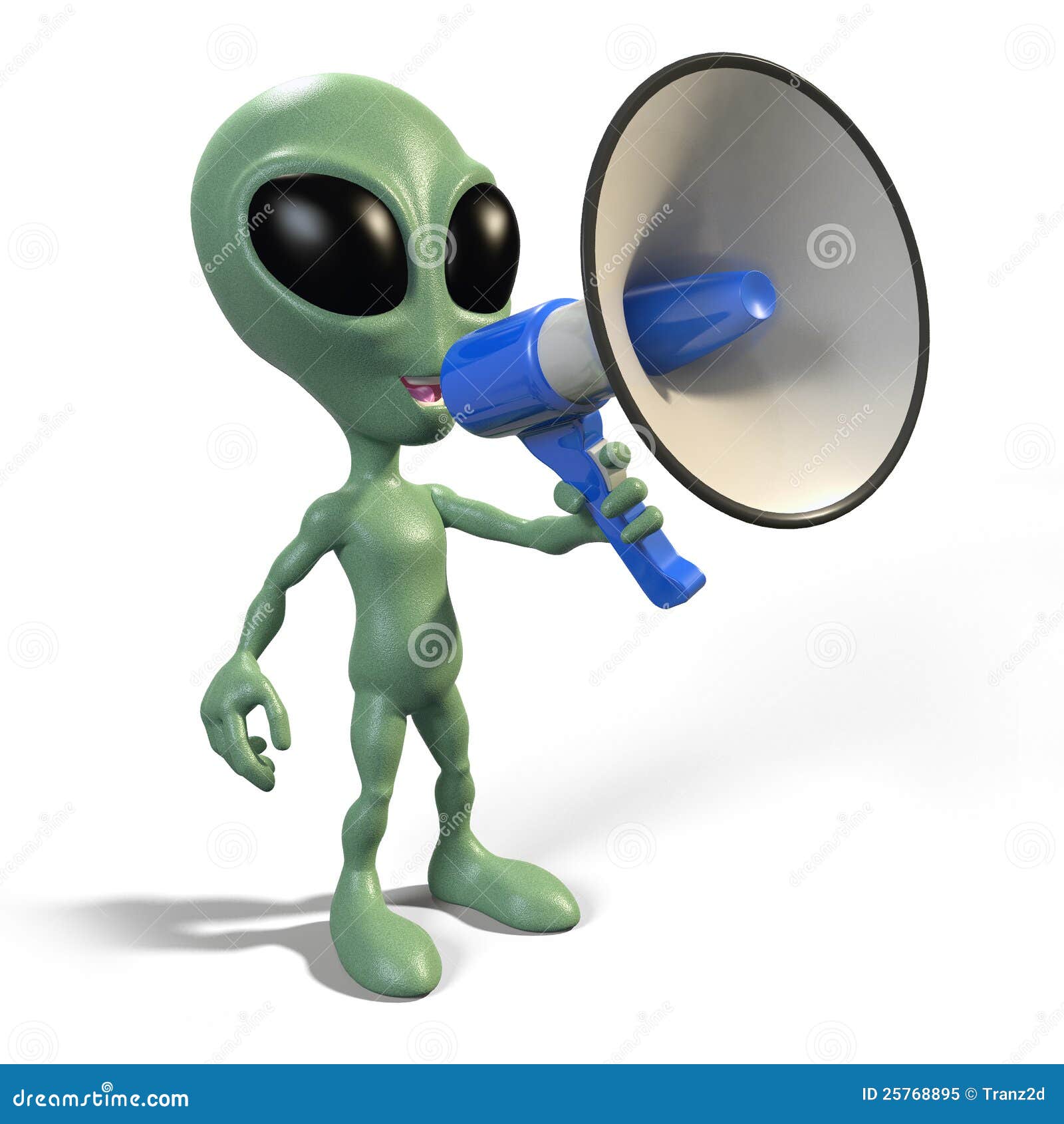 Alien with megaphone stock illustration. Illustration of green - 25768895