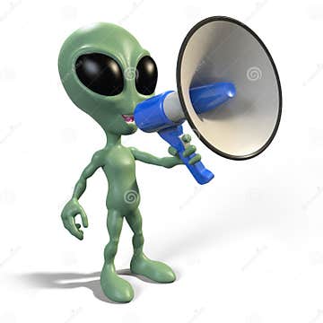 Alien with megaphone stock illustration. Illustration of green - 25768895