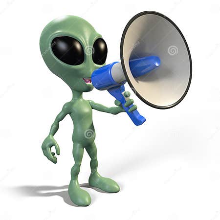 Alien with megaphone stock illustration. Illustration of green - 25768895