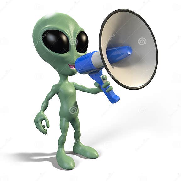 Alien with megaphone stock illustration. Illustration of green - 25768895