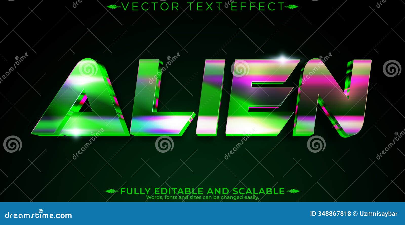 Alien Metallic Text Effect, Editable Scary and Evil Text Style Stock ...