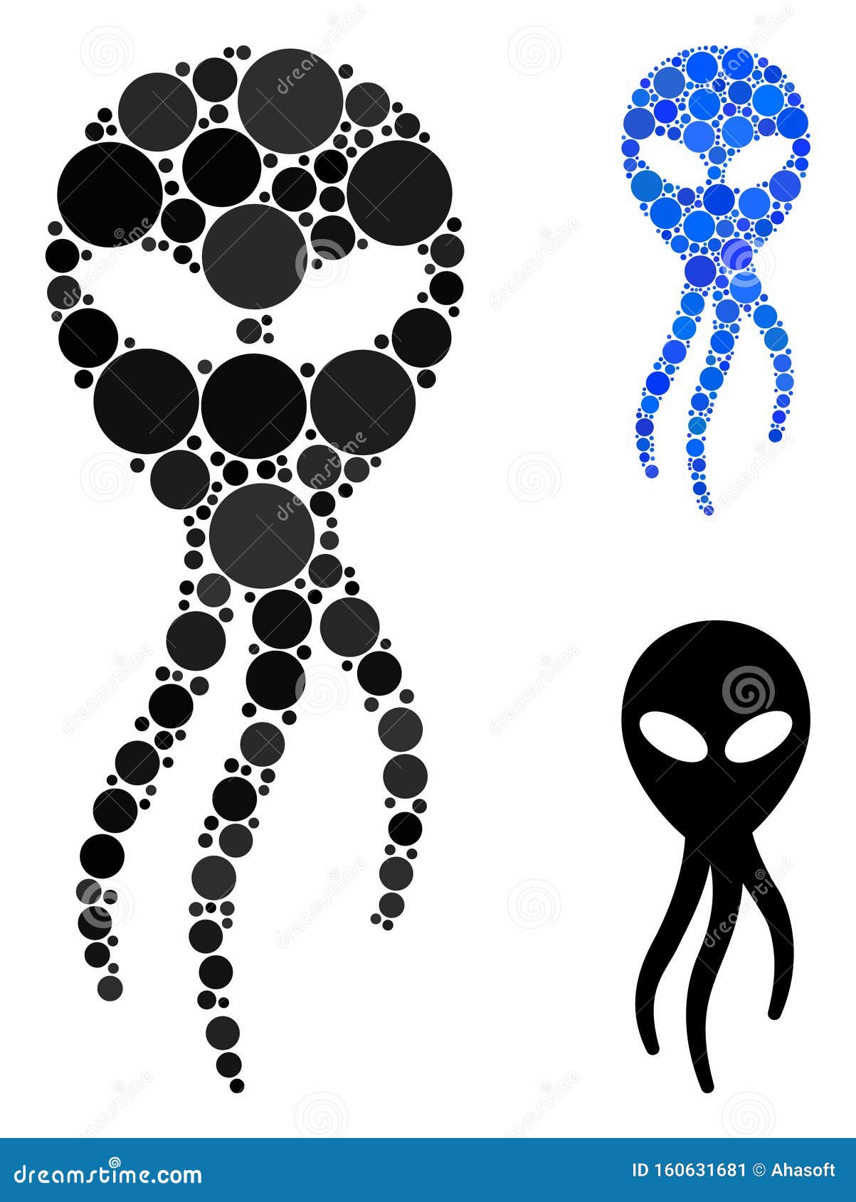 Alien Microbe Composition Icon Of Joggly Items Vector Illustration ...