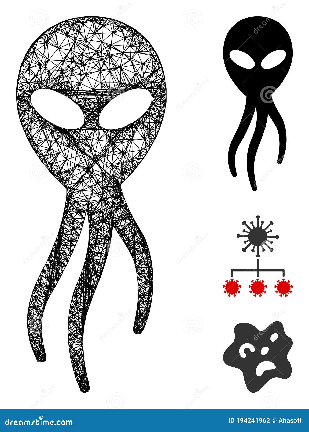 Alien Microbe Composition Icon Of Joggly Items Vector Illustration ...