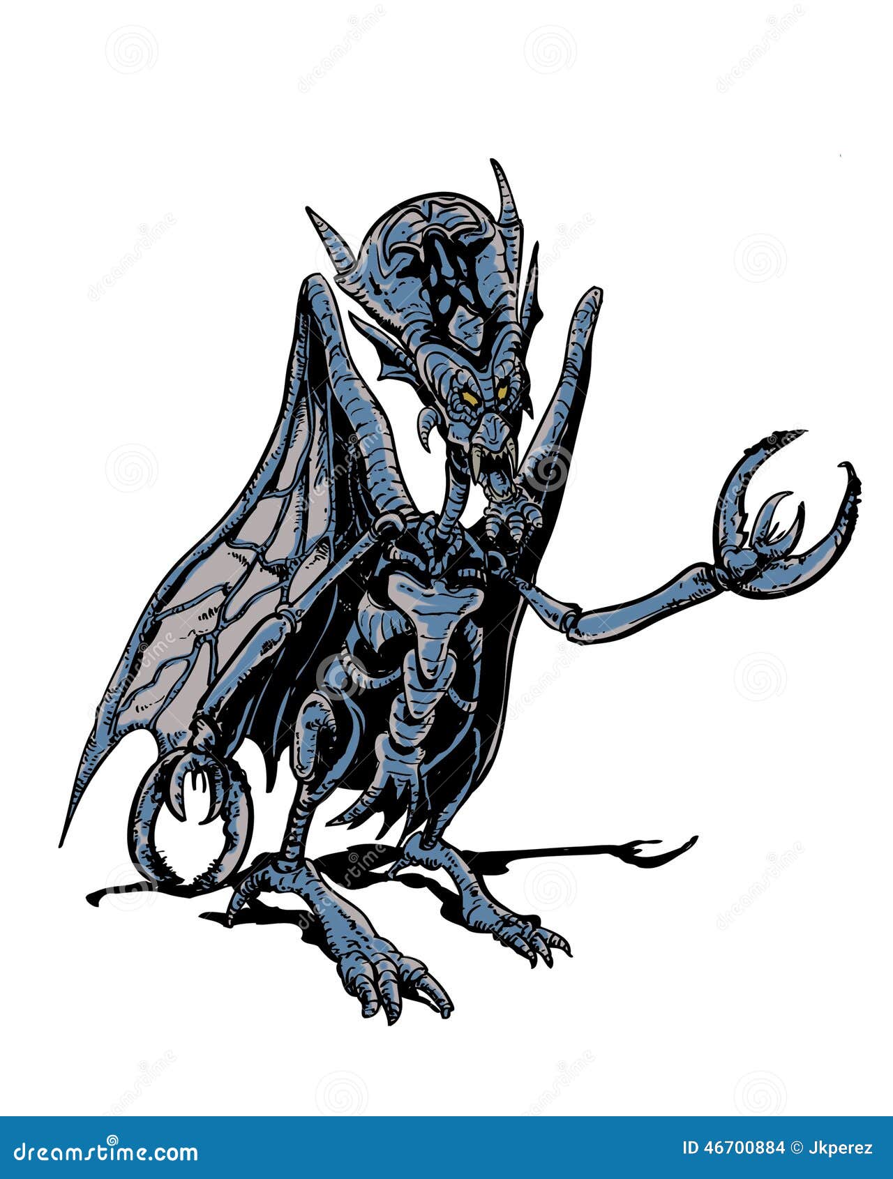 Alien, Monster In A Burning Ruined Apocalyptic City. Armageddon View ...