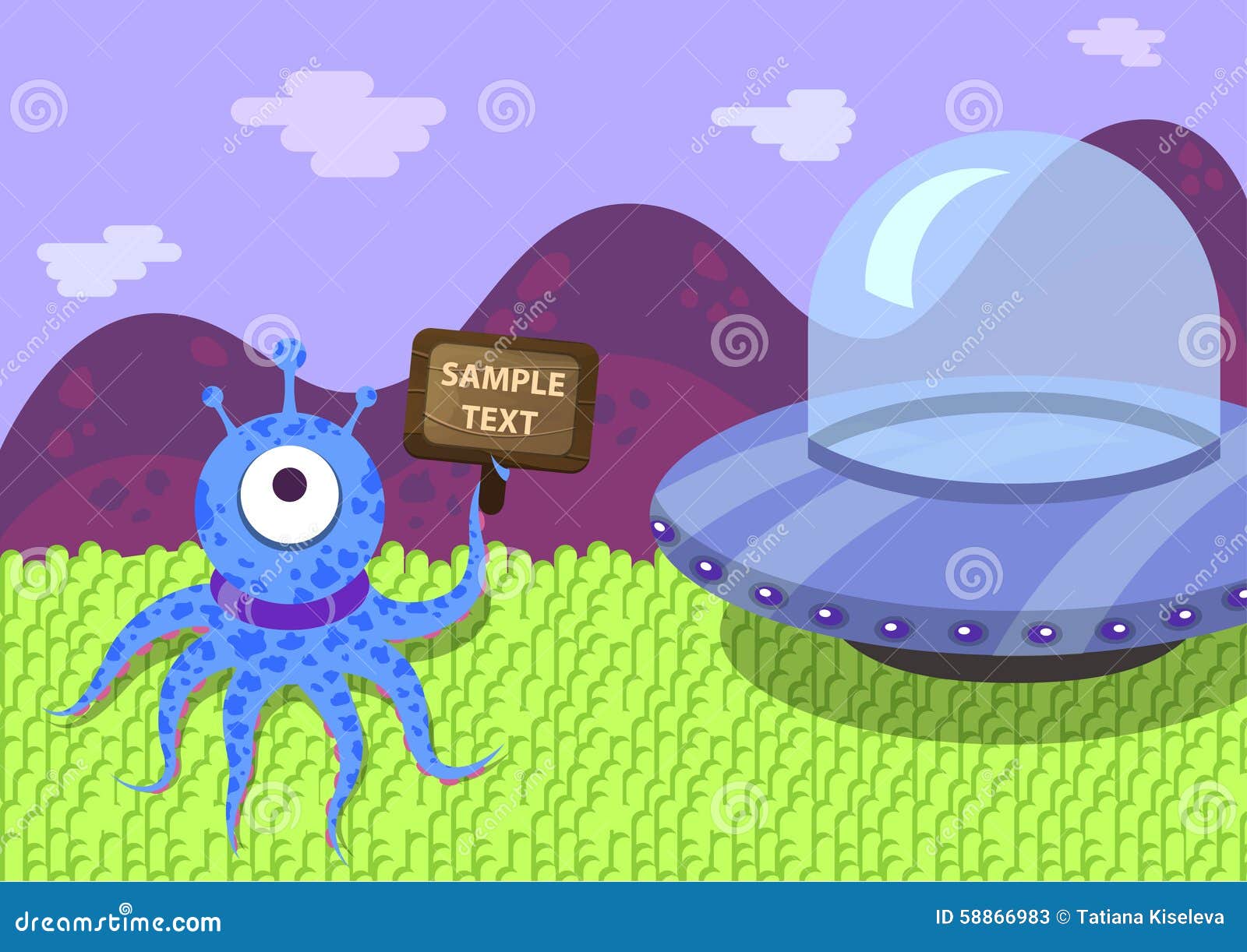 Alien Monster with an Information Plate Stock Vector - Illustration of ...