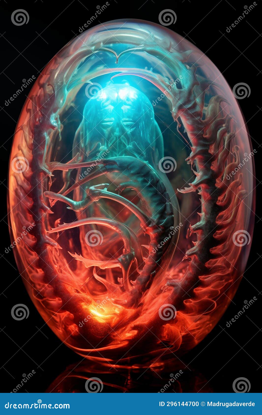 Alien Monster Transparent Egg with Scary Alien Embryo Inside Stock ...
