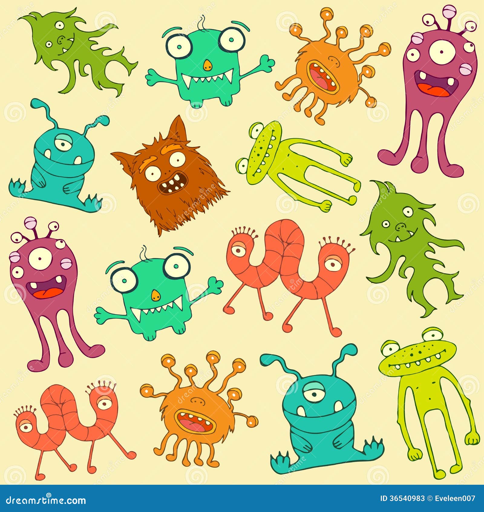 Alien And Monsters Cartoon Vector | CartoonDealer.com #36540983