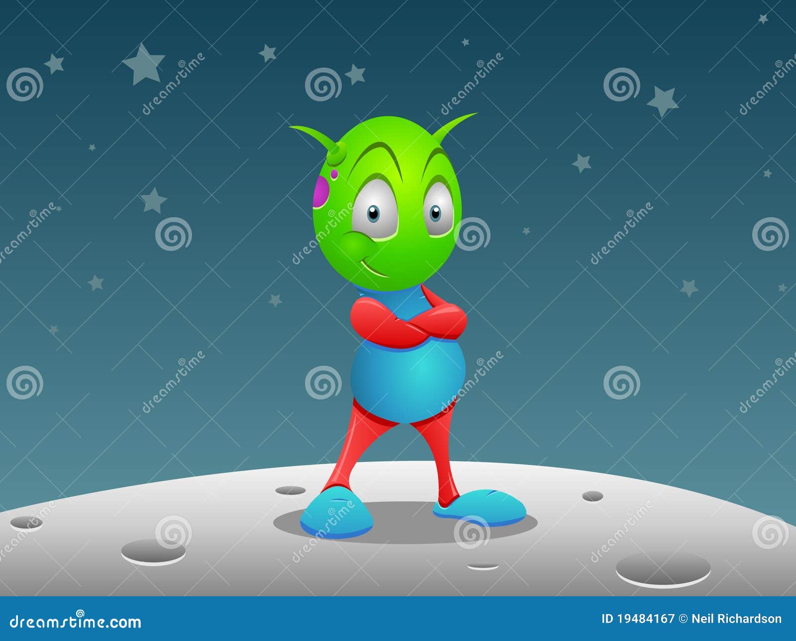 Alien on the Moon stock vector. Illustration of stand - 19484167
