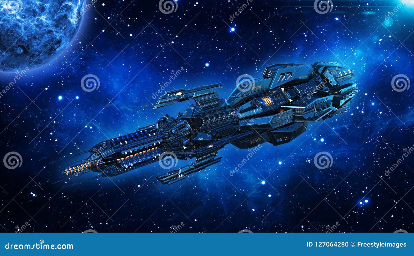 Alien Mothership Spaceship In Deep Space Ufo Spacecraft Flying In The