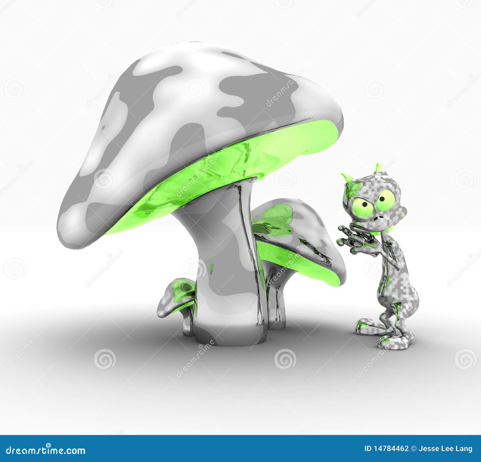 Alien and mushrooms stock illustration. Illustration of unique - 14784462