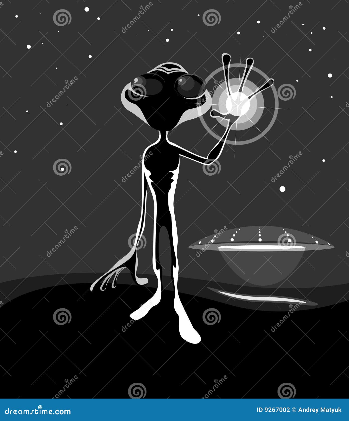 Alien in night stock vector. Illustration of dark, reason - 9267002