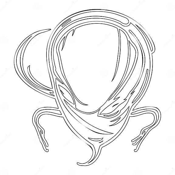 Alien Outline Illustration Sketch Stock Vector - Illustration of creepy ...