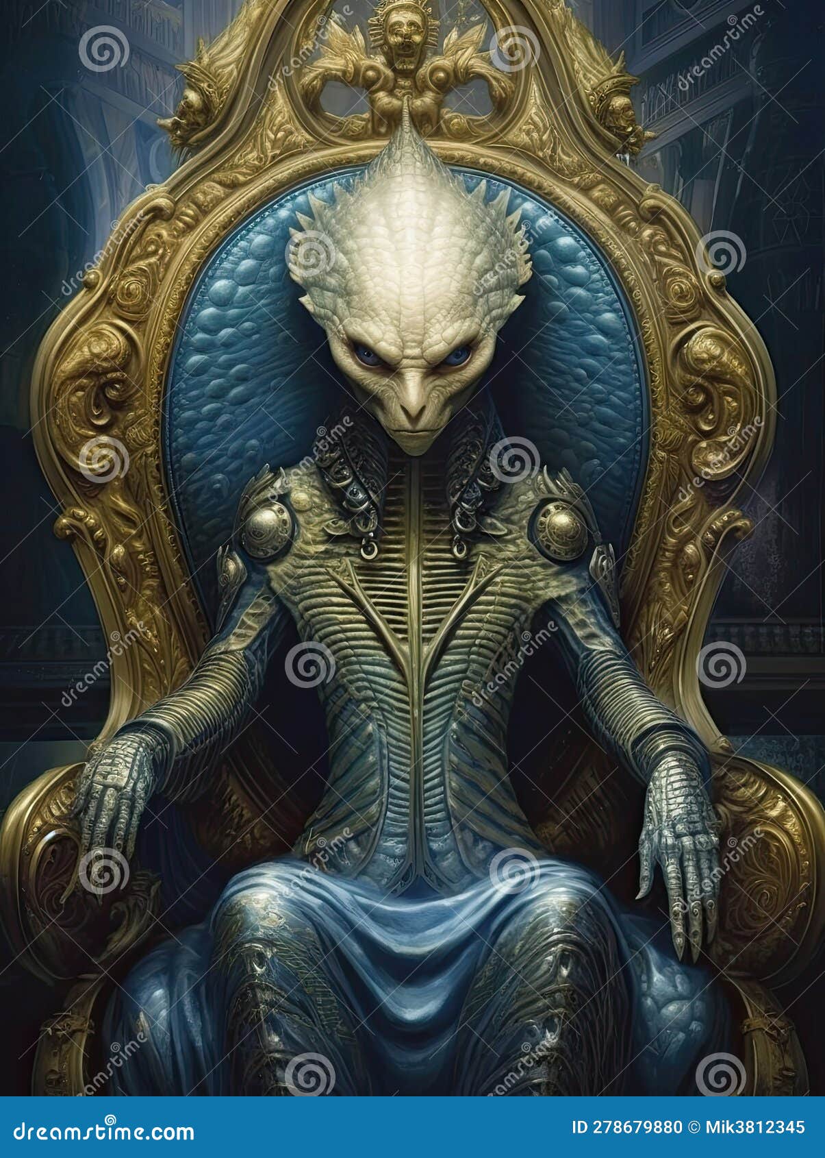 Alien Pharaoh on a Throne Ruling. Stock Illustration - Illustration of ...