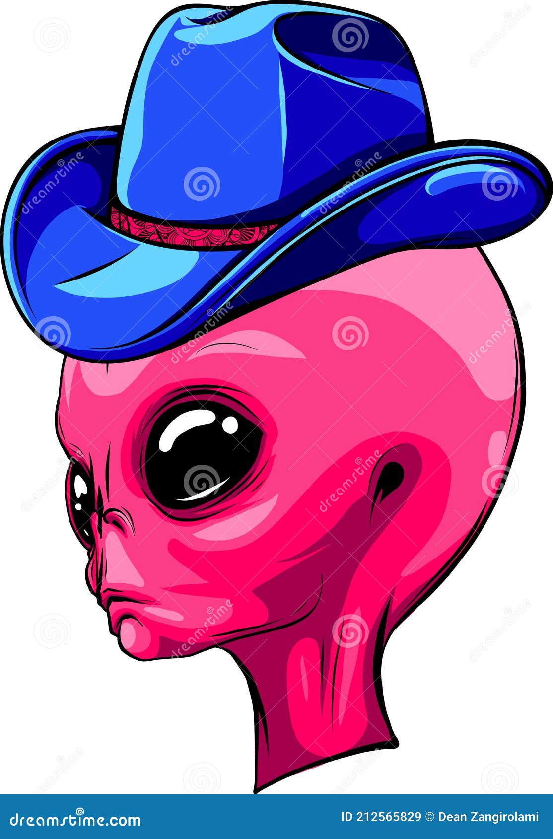 Alien Pink Head with Hat Vector Illustration Design Stock Vector ...
