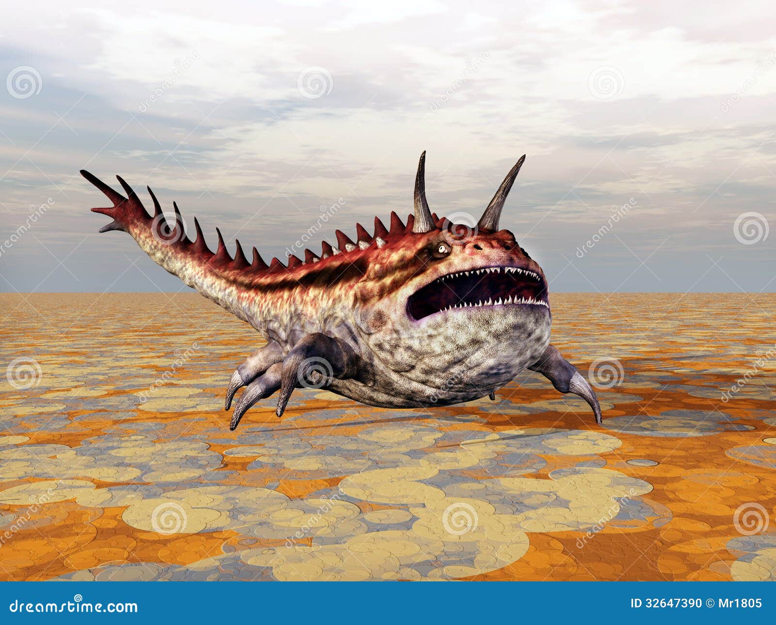 Alien Planet with Alien Creature Stock Illustration - Illustration of ...