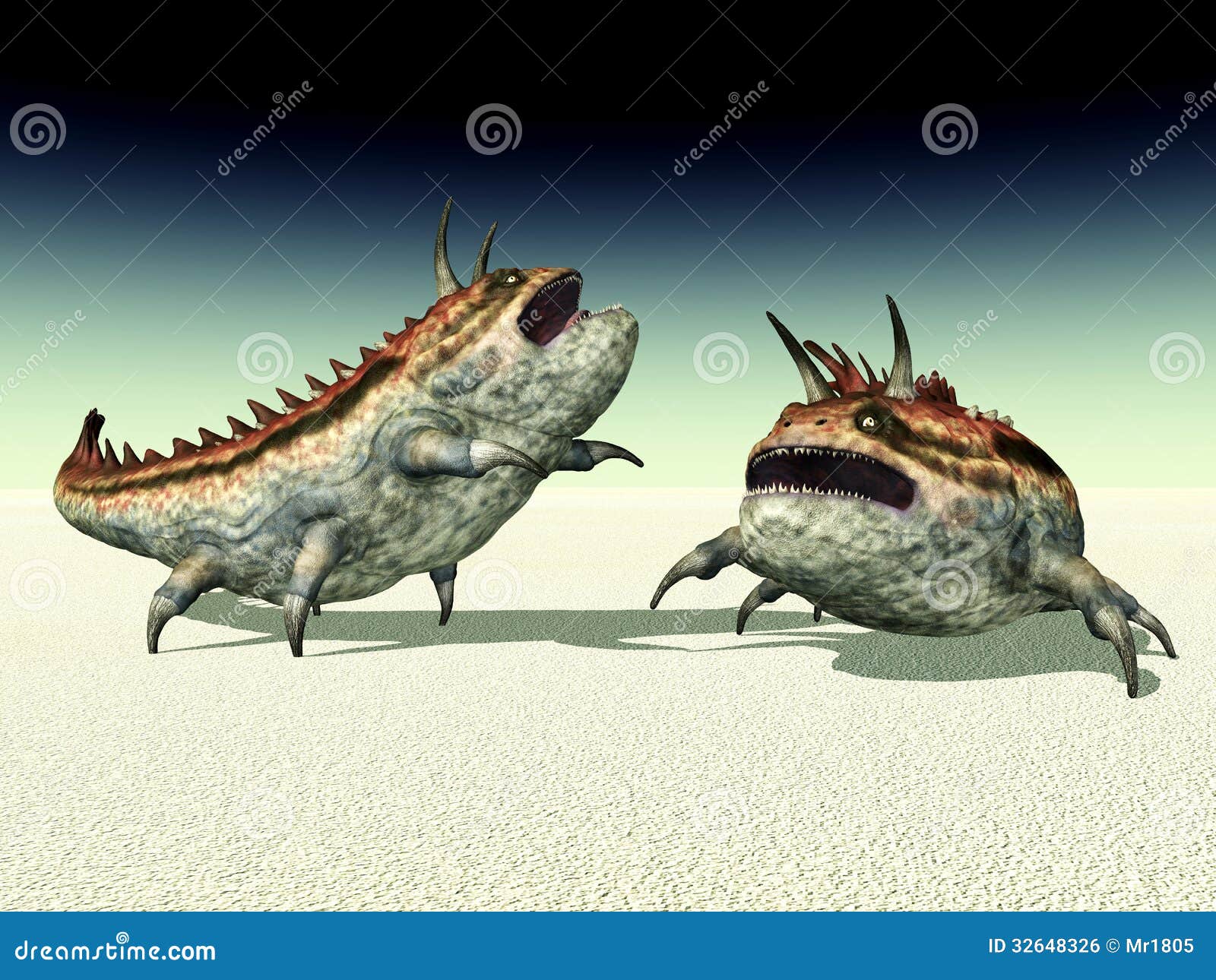 Alien Planet with Alien Creatures Stock Illustration - Illustration of ...
