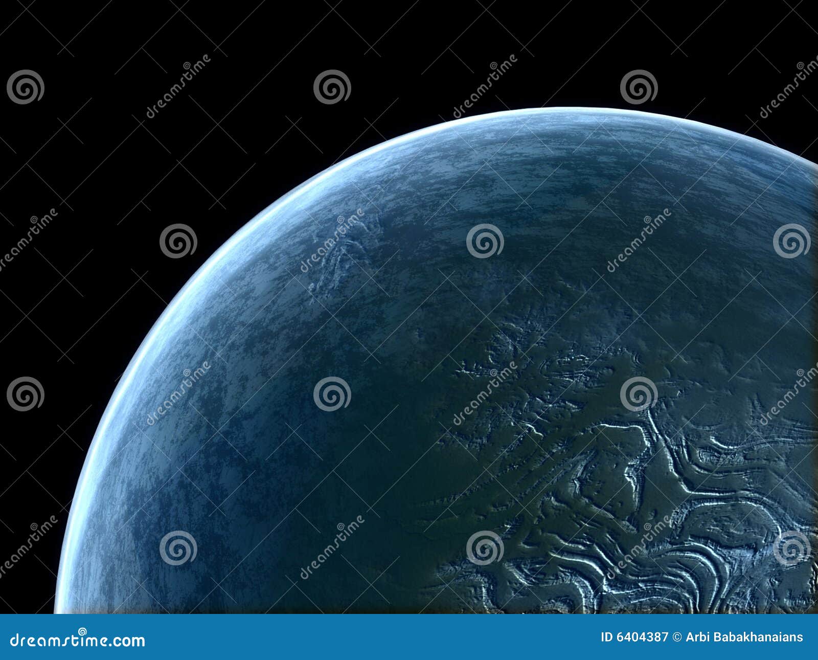 Alien Planet with Blue Atmosphere Stock Illustration - Illustration of ...